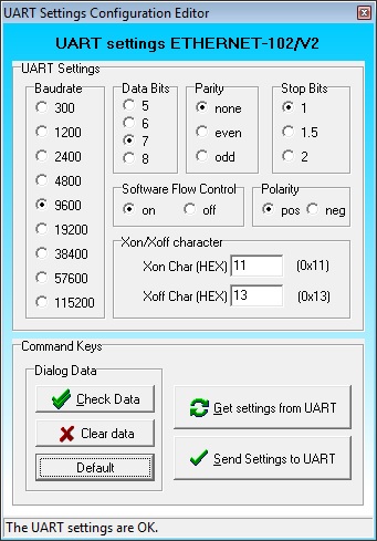 Change UART Settings tool